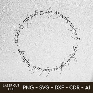 LOTR One Ring Laser Cut File Digital Download Svg, Dxf, Cdr, Png, Ai ...