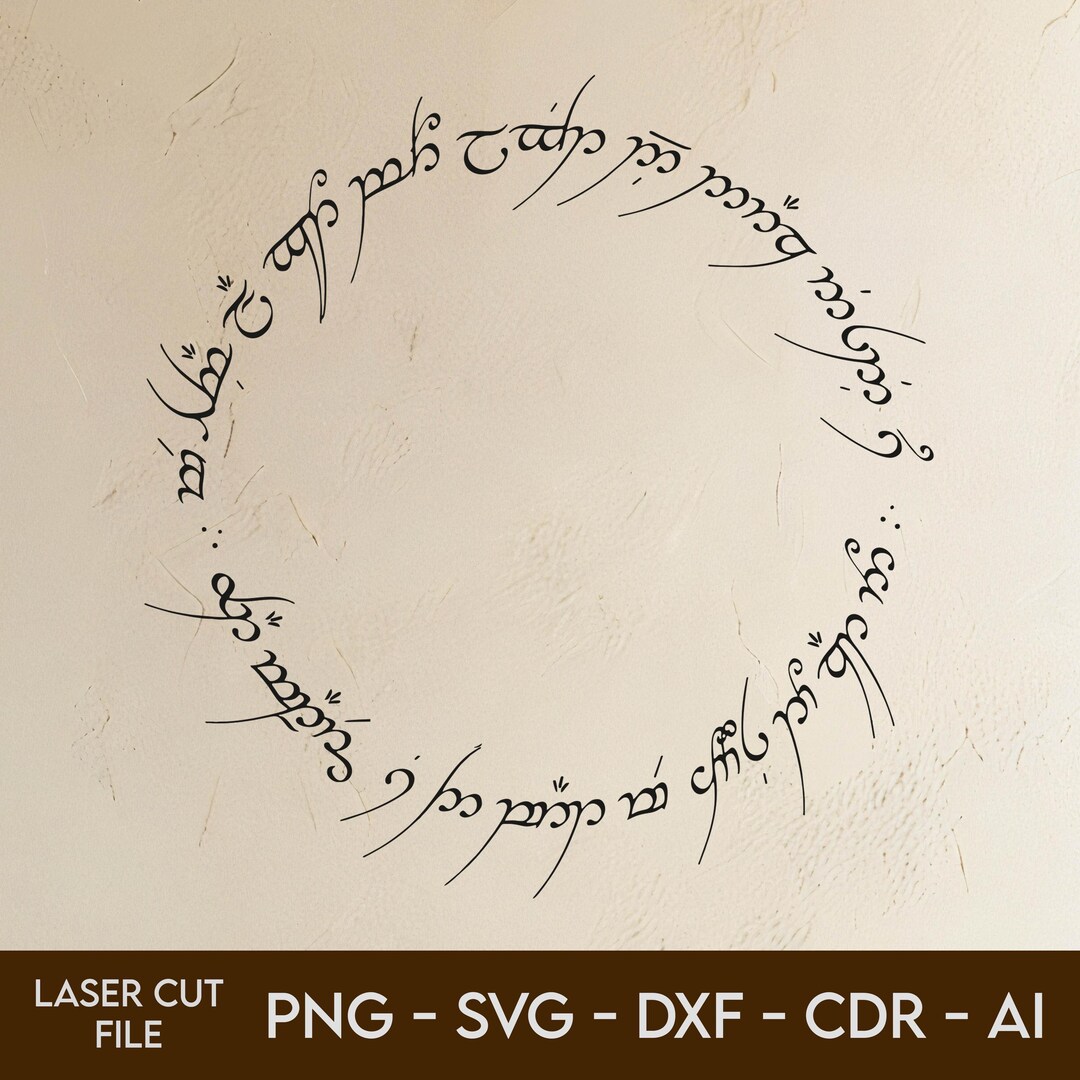 LOTR One Ring Laser Cut File Digital Download Svg, Dxf, Cdr, Png, Ai ...