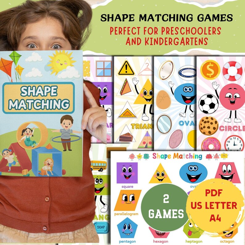 Shapes Matching Activity, Kindergarten Printable Shape Recognition ...