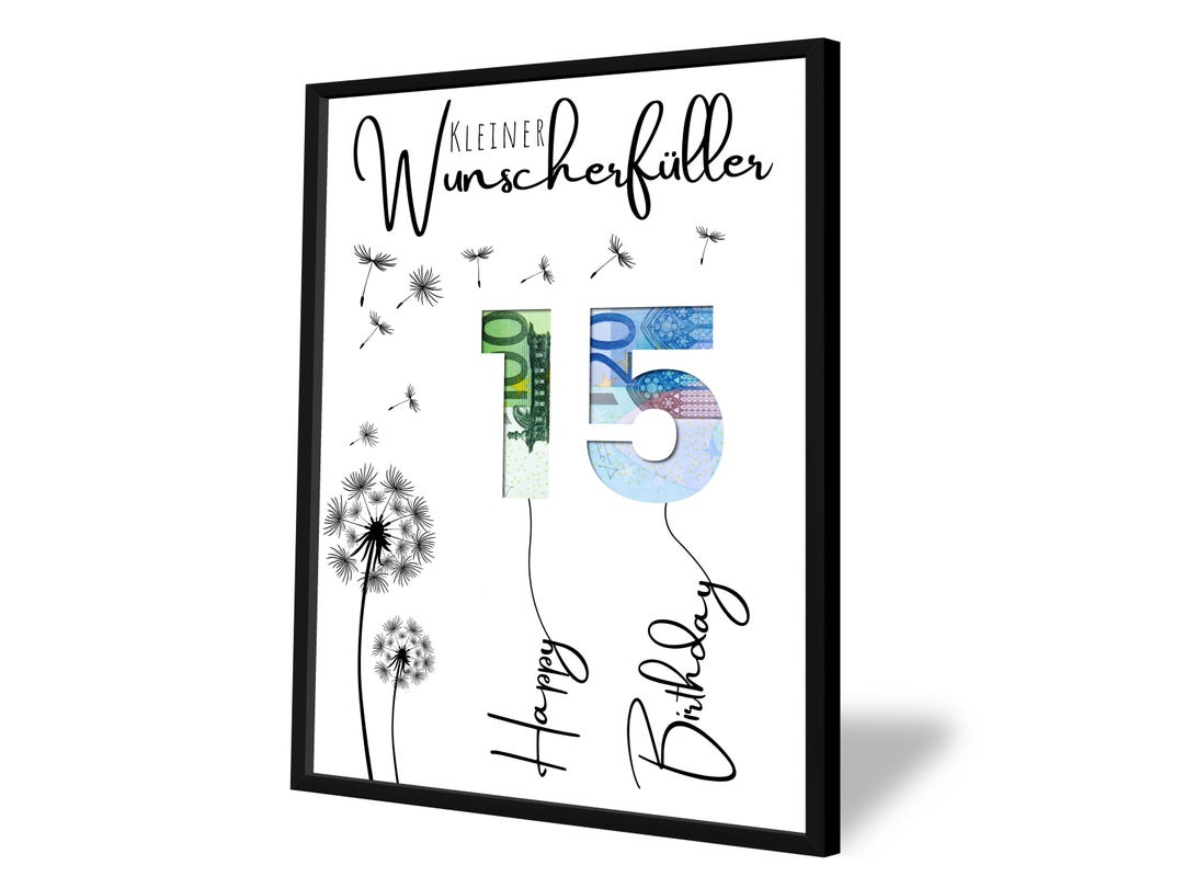 Cash Gift for 15th Birthday | A5, A4, A3, A2 | Give Money Creatively ...