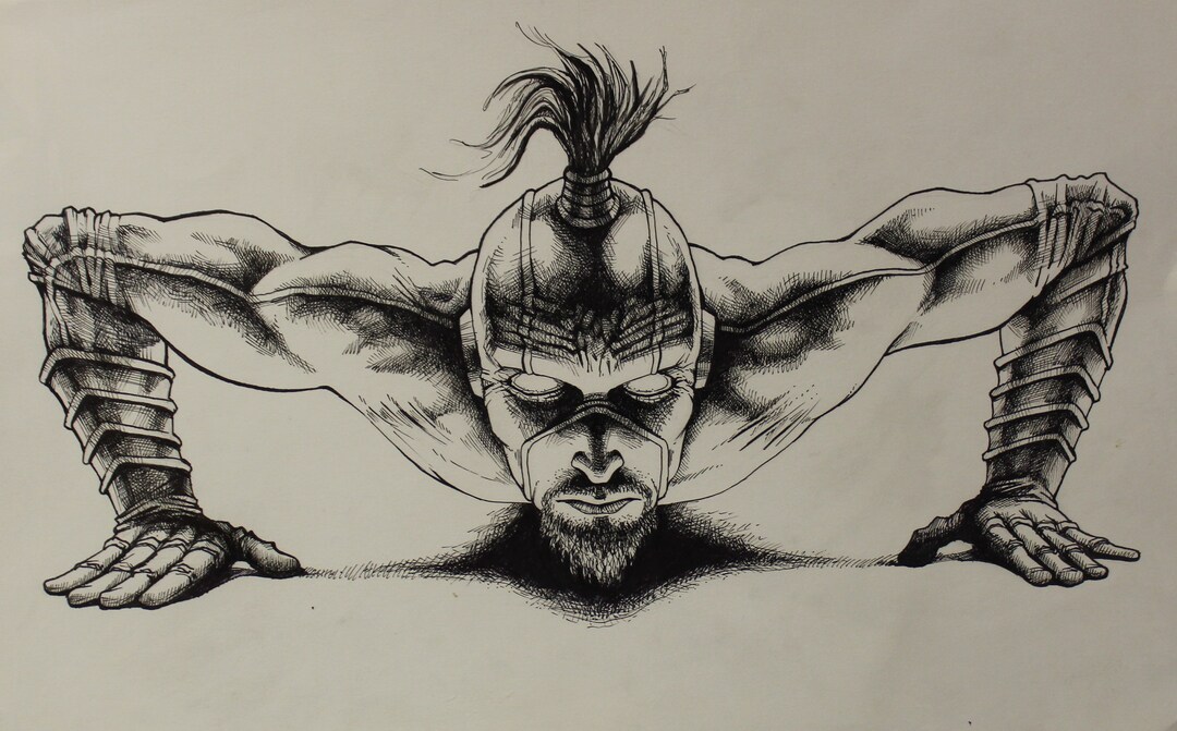 Superhero, Original Pen and Ink Drawing Character Art - Etsy