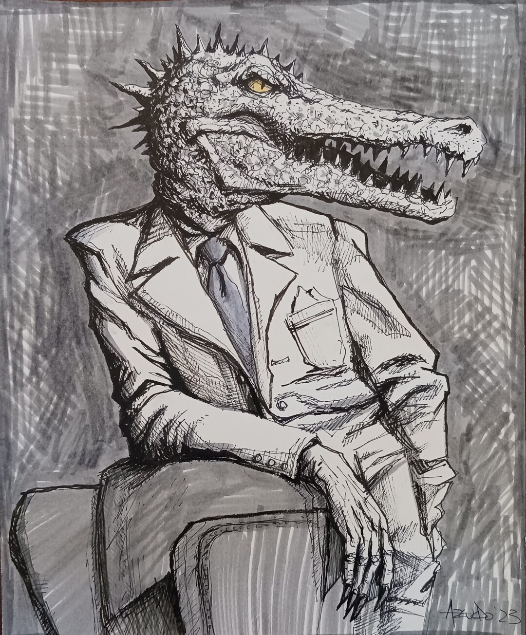 Fun Character Art: Gator Guy on 8x9.75" Paper - Etsy