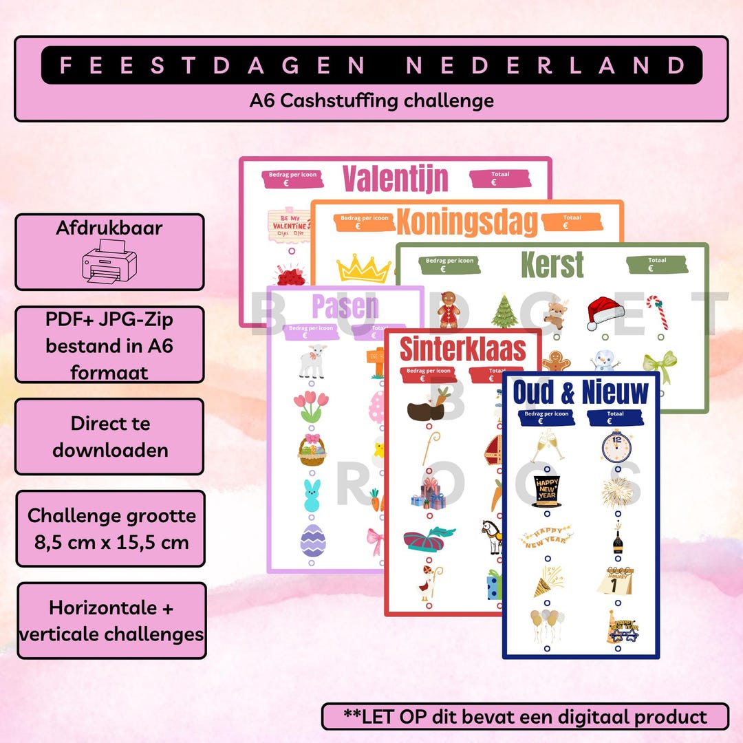 Holidays Netherlands - A6 Cashstuffing Challenge - Etsy