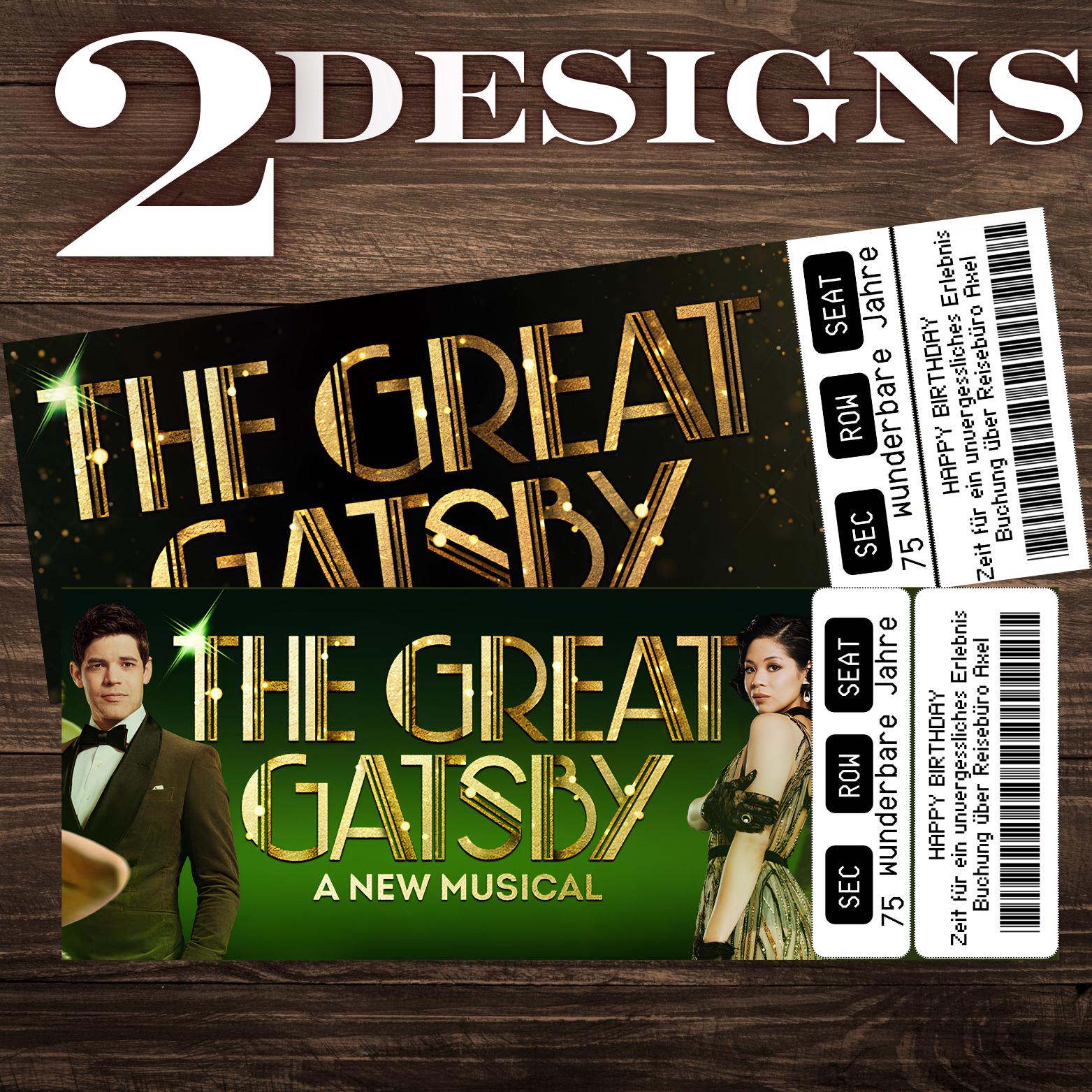 Printable Great Gatsby Musical Theatre Ticket, Instant Download ...