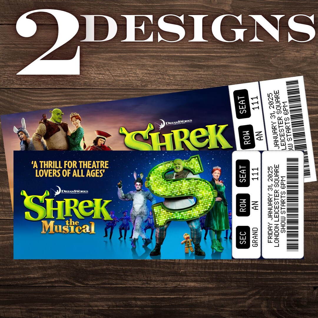 Printable Shrek the Musical Theatre Ticket, Instant Download ...
