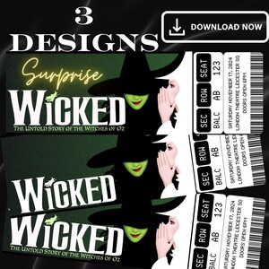 Printable Wicked Musical Theatre Ticket, Instant Download, Personalized ...