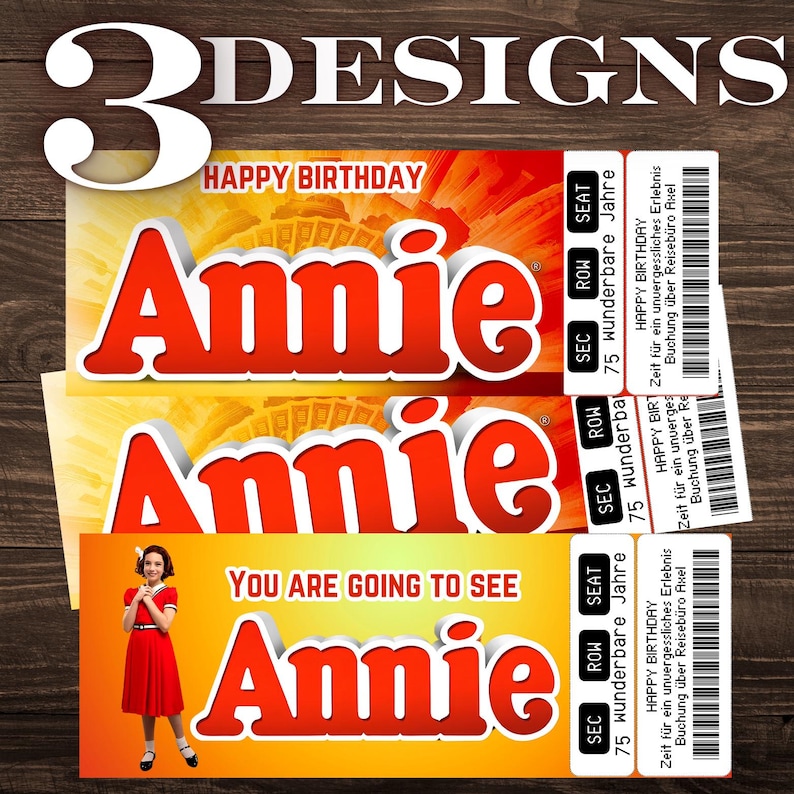 Printable Annie Musical Theatre Ticket, Instant Download, Personalized ...