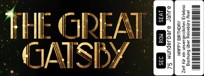 Printable Great Gatsby Musical Theatre Ticket, Instant Download ...