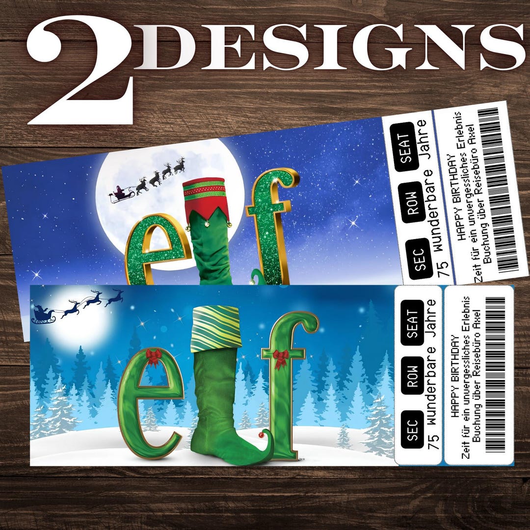 Printable Elf the Musical Theatre Ticket, Instant Download ...