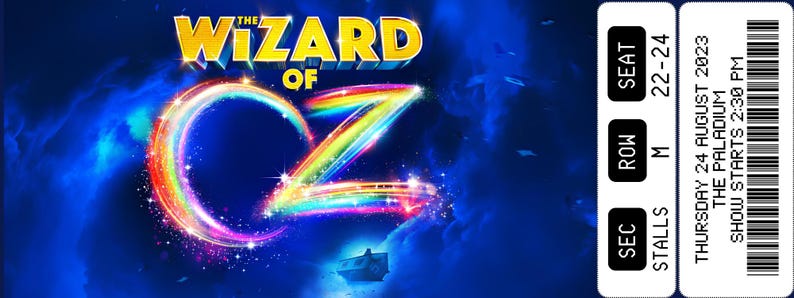 Printable Wizard of Oz Theatre Ticket, Instant Download, Personalized ...