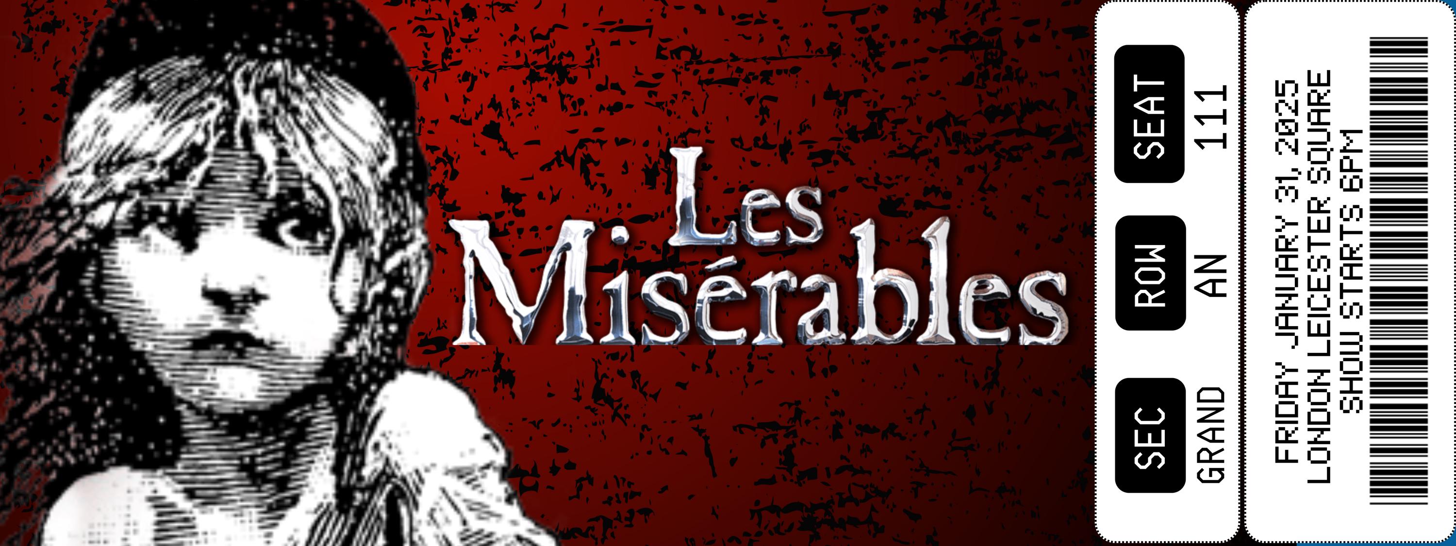 Printable Les Miserables Theatre Ticket, Instant Download, Personalized ...