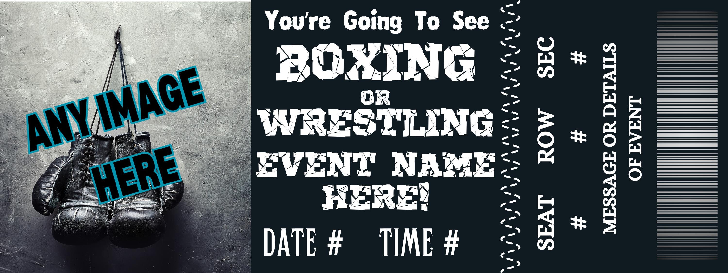 Printable Boxing and Wrestling Tickets Personalized Gift Reveal ...