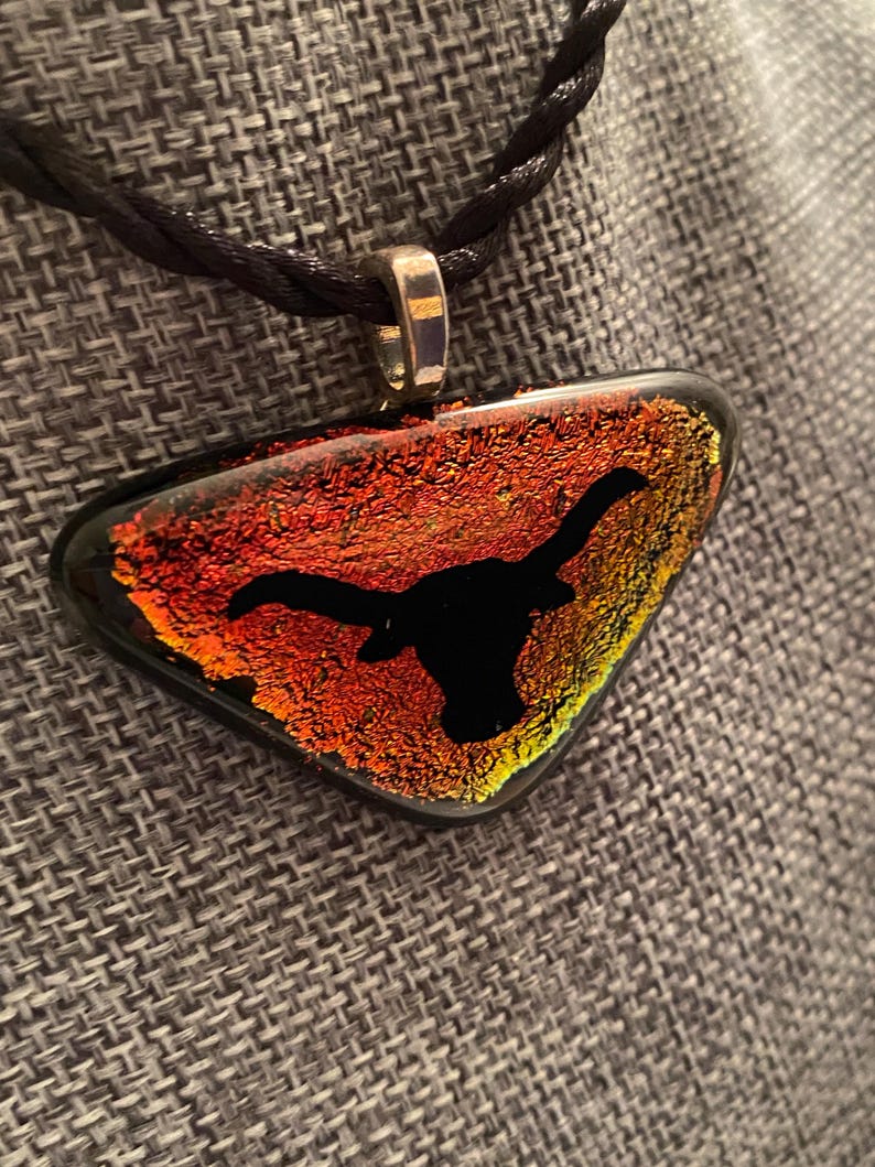 OOAK Fused Glass Longhorn Pendant | Dichroic Glass | Texas Jewelry - Etsy