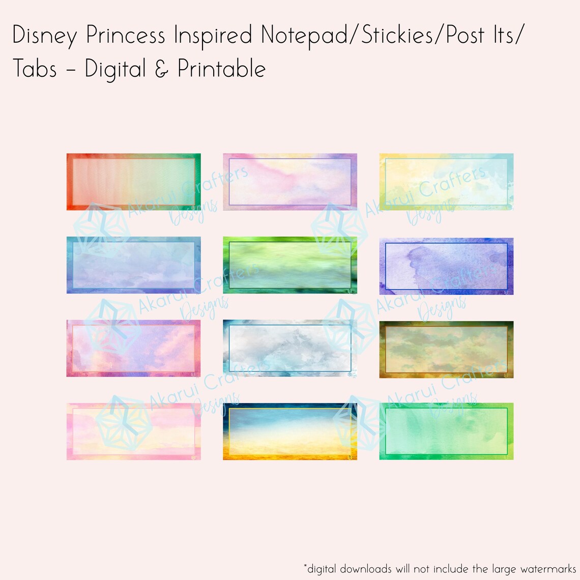 Disney Princess Inspired Notepad/stickies/post Its/tabs - Digital ...