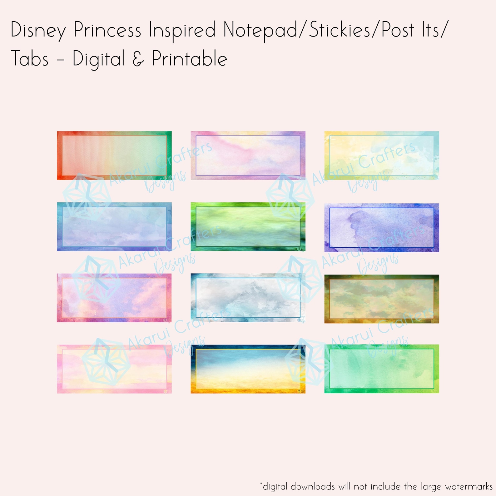 Disney Princess Inspired Notepad/stickies/post Its/tabs - Digital ...