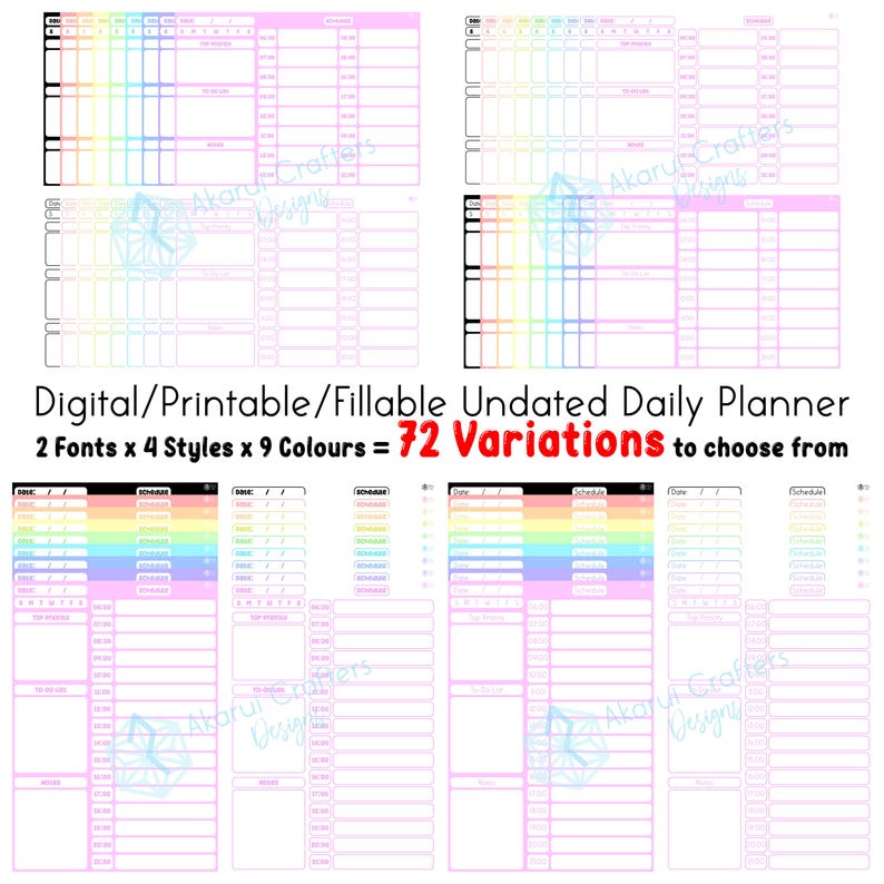 Digital/printable/fillable Undated Daily Planner - Minimalist & Simple ...