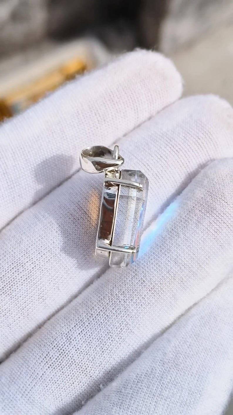 Colgante de plata de cuarzo con aura de ángel, colgante gótico para ...