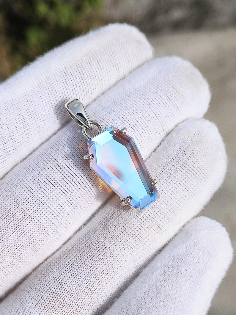 Colgante de plata de cuarzo con aura de ángel, colgante gótico para ...