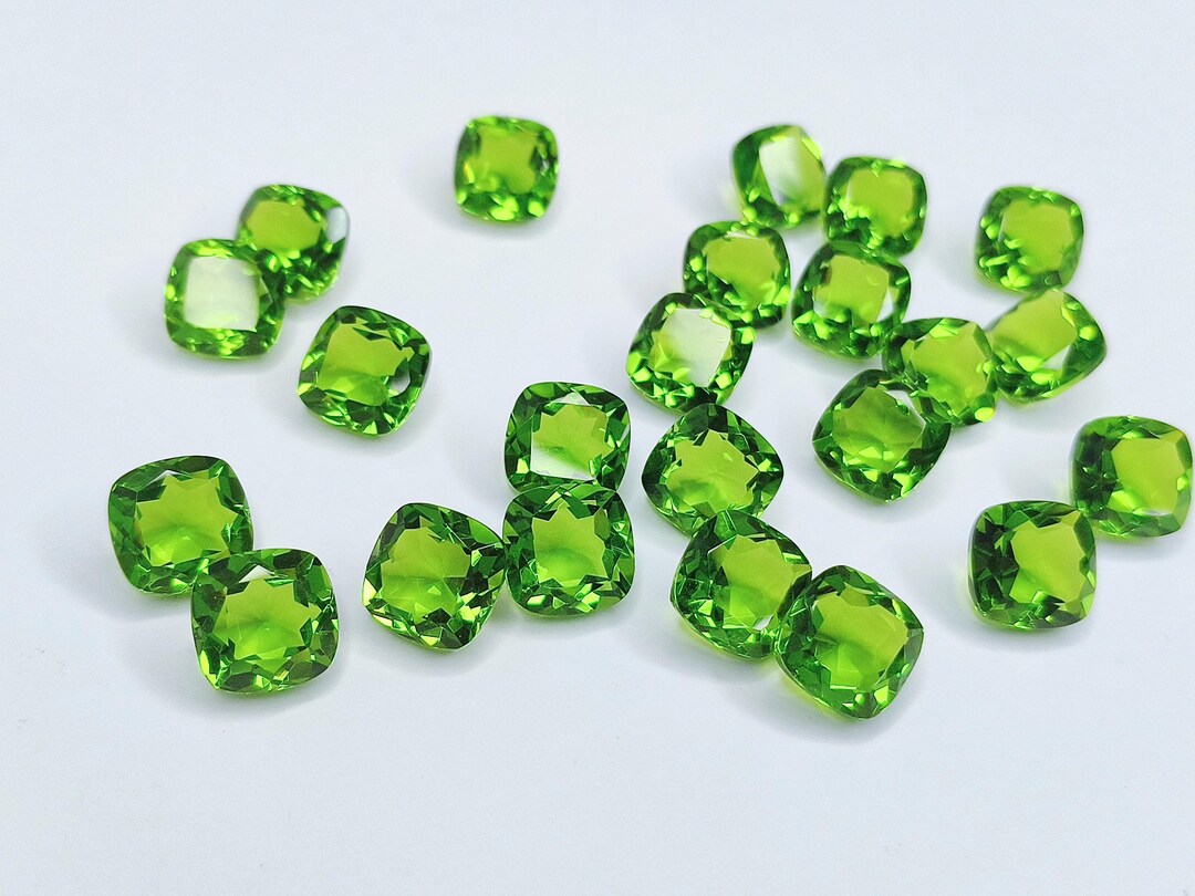 Lab-created Peridot Cushion Cut Gemstone: Green Jewelry Making Stone - Etsy