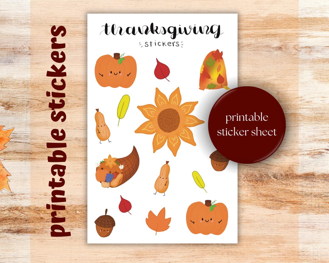 Thanksgiving Planner Stickers Printable, Digital Download Sticker ...