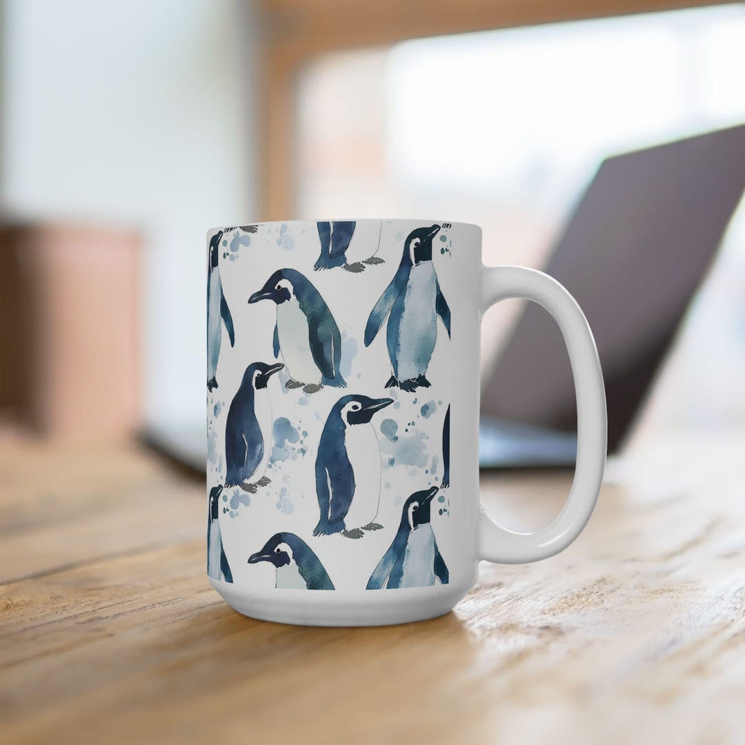 Penguin Coffee Mug, Watercolor Cute Animal Tea Cup, Penguin Lover Gift ...