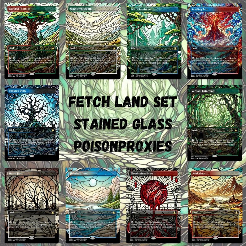 Fetch Land Proxy Set Stained Glass Magic the Gathering - Etsy
