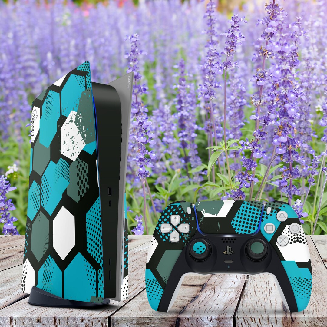 PS5 Skin Honeycomb Design PS5 Vinyl Sticker Custom Playstation5 Blue ...