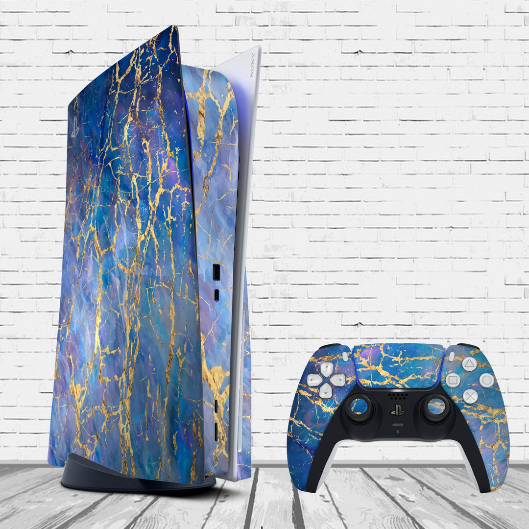 Elegant PS5 Skin in Blue and Gold Marble Design. Perfect for PS5 ...