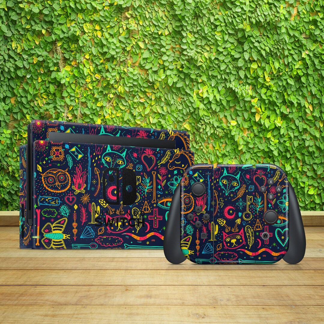 Nintendo Switch Skin Neon Animals Cute Switch OLED Custom Vinyl Skin ...