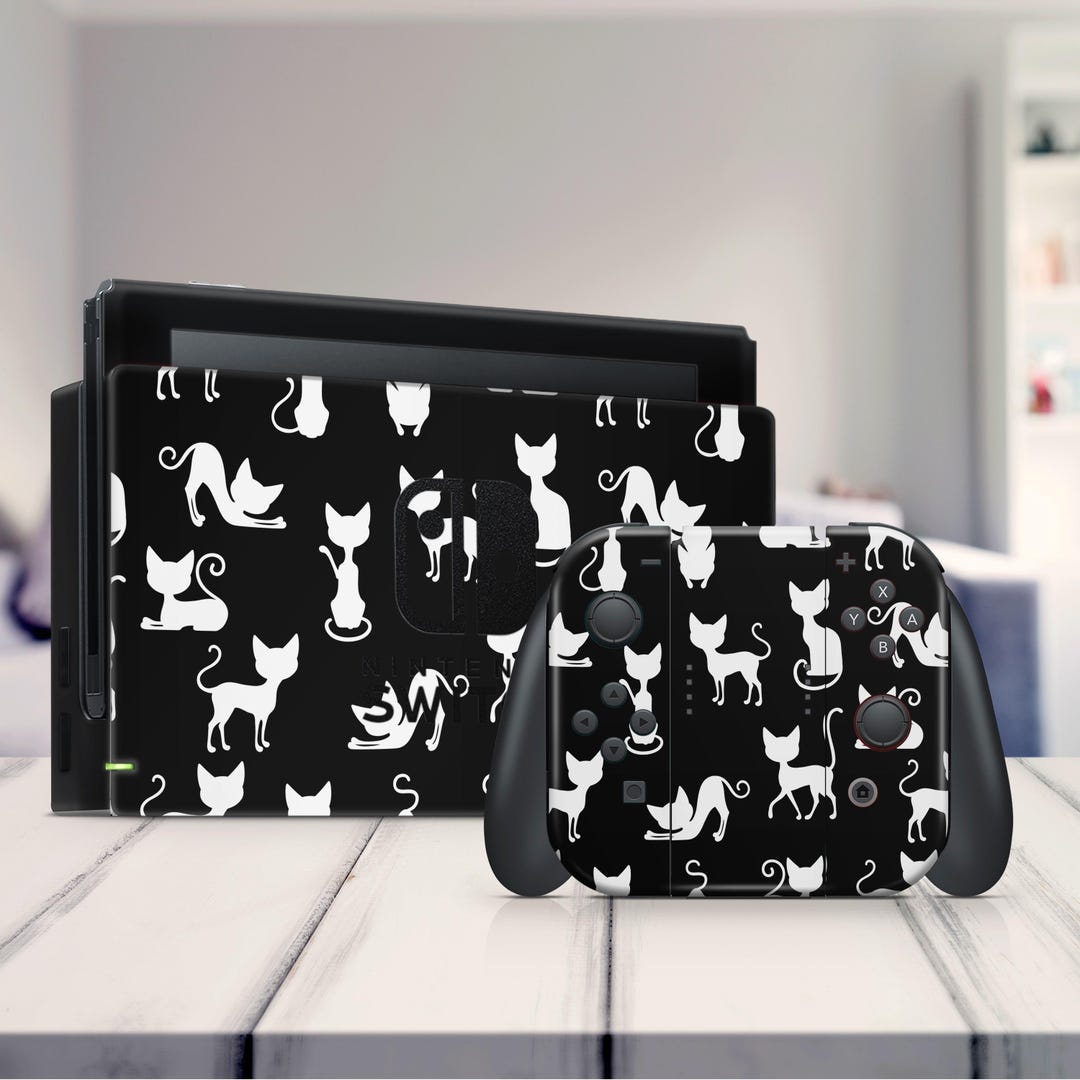Nintendo Switch Skin Cute White Cats Custom Switch OLED Vinyl Skin Gift ...