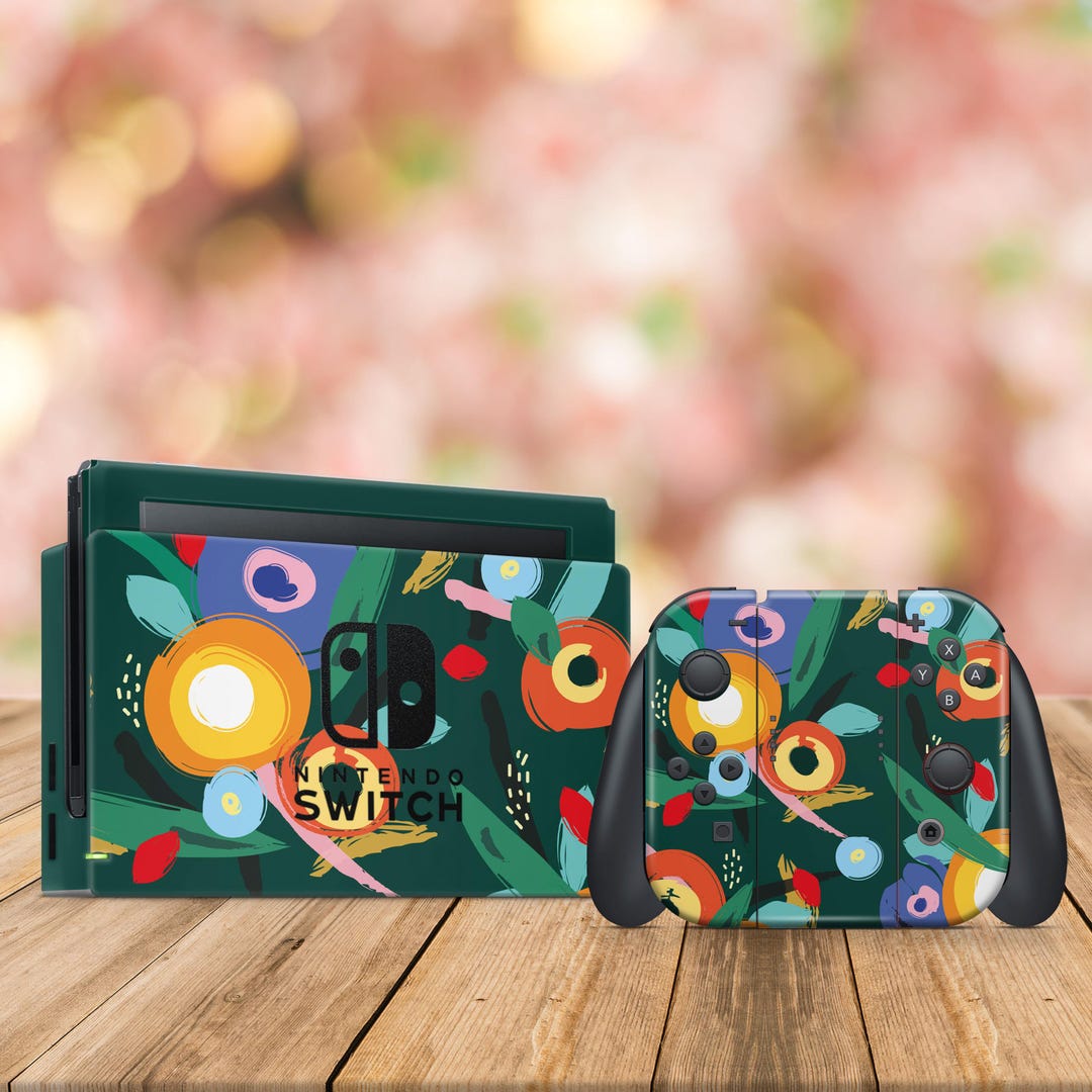 Nintendo Switch Skin Colorful Floral Abstract Switch OLED Custom Vinyl ...