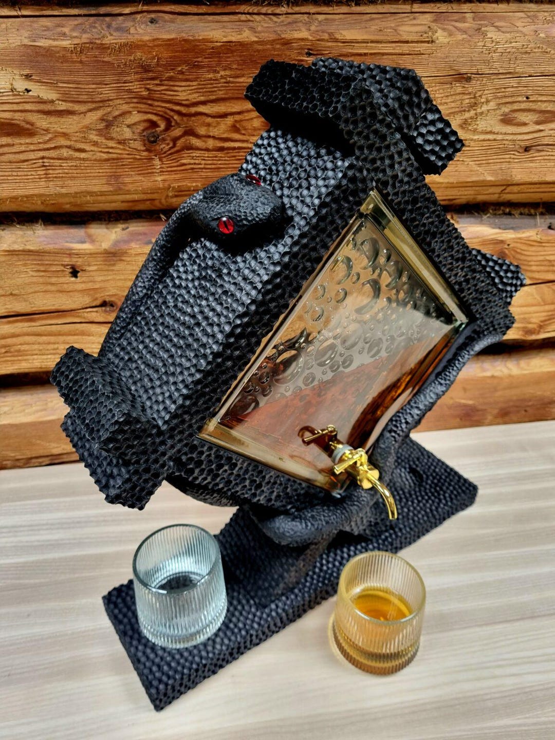 Wooden Liquor/whiskey Dispenser With SNAKE - Etsy