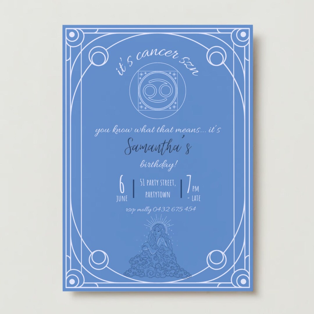 It's Cancer Szn Birthday Invitation Editable Template - Etsy
