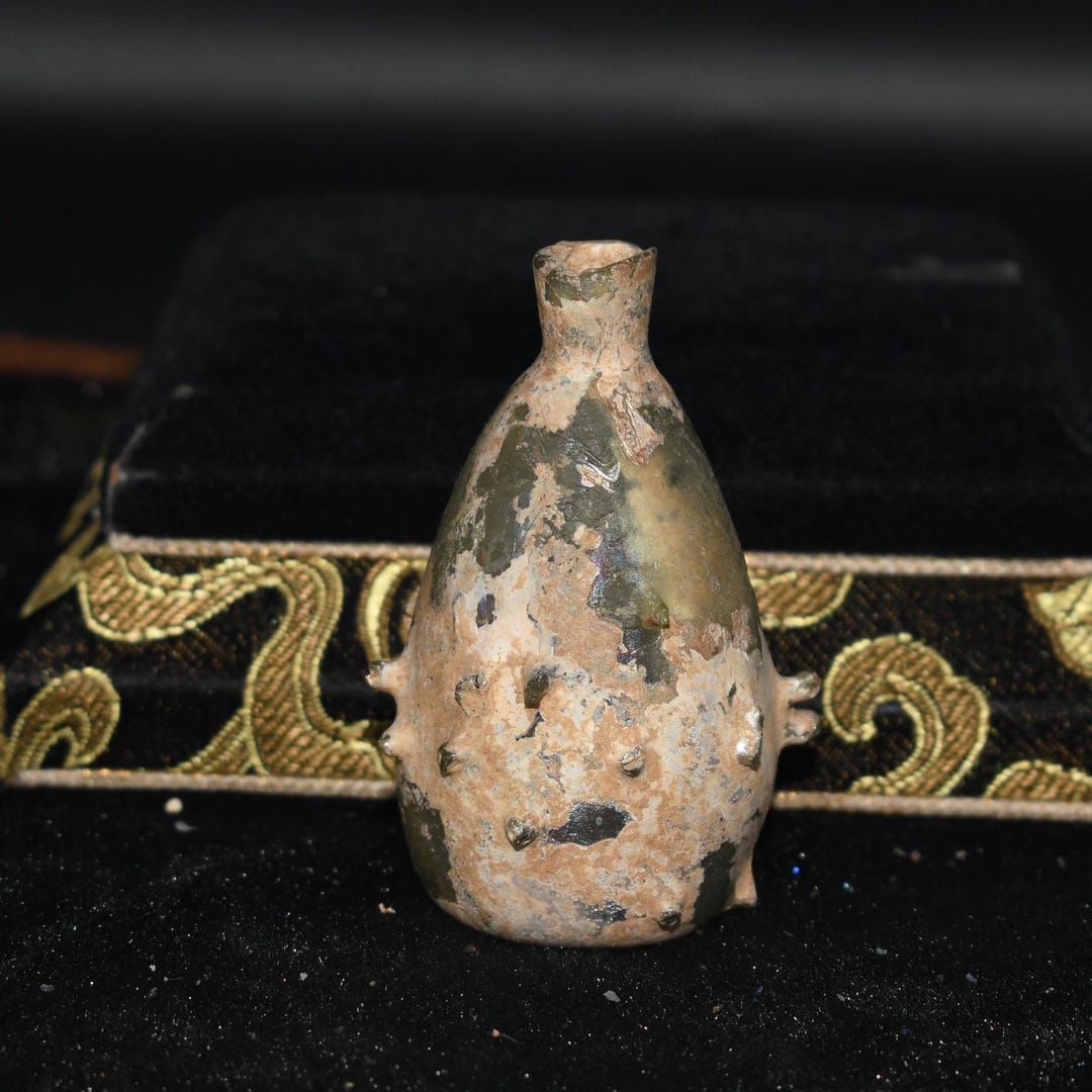 Extremely Rare Ancient Roman Glass Bottle Container With Pointed Motifs ...