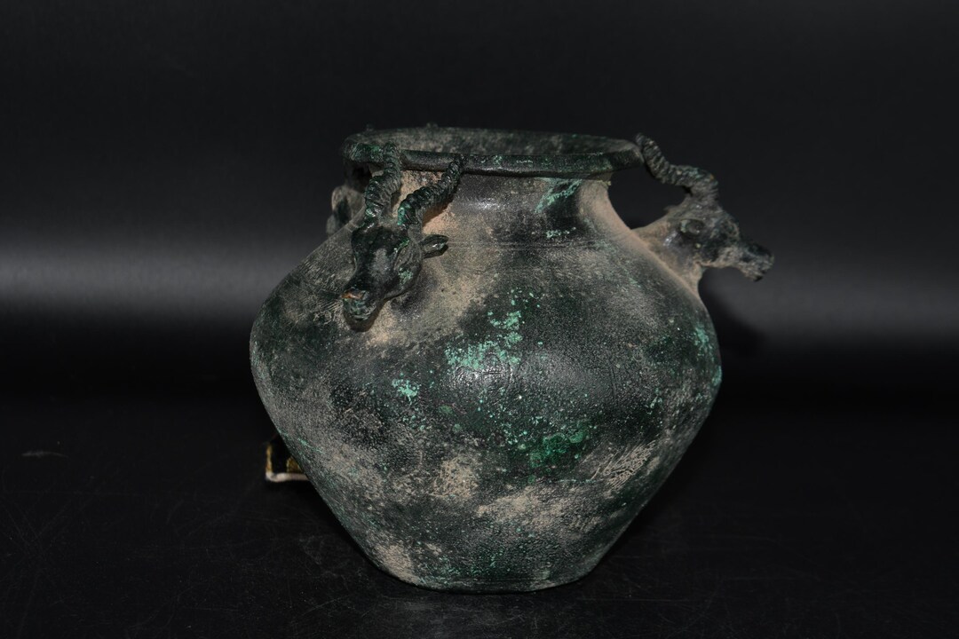 Ancient Roman Imperial Bronze Pot Vase With Engraved Pattern on the ...