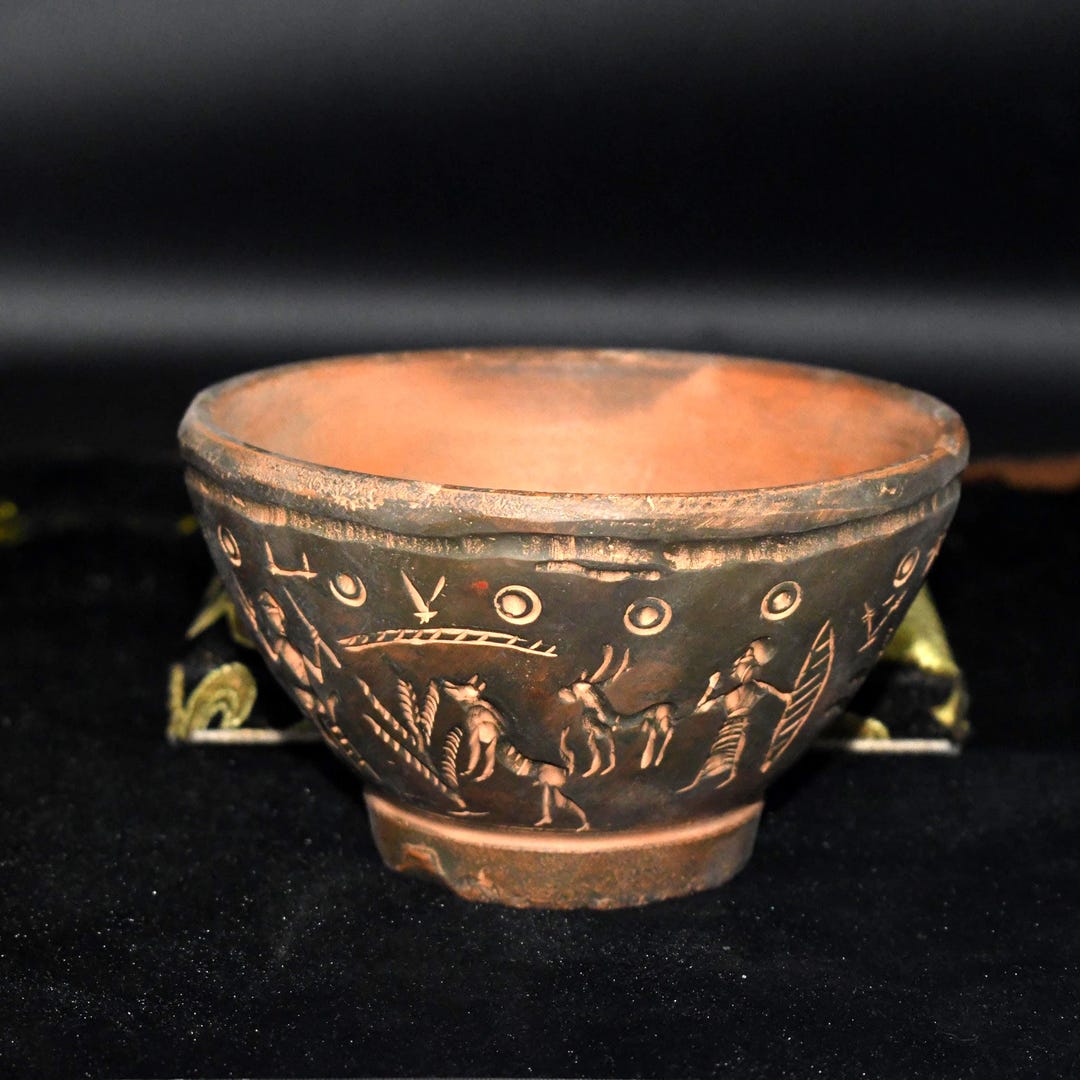 Large Ancient Near Eastern Sassanian Terracotta Bowl With Inscriptions ...
