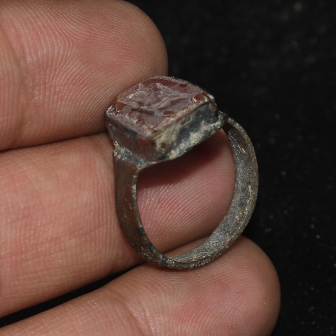 Ancient Eastern Roman Mix Bronze Brass Ring With Intaglio in Good ...