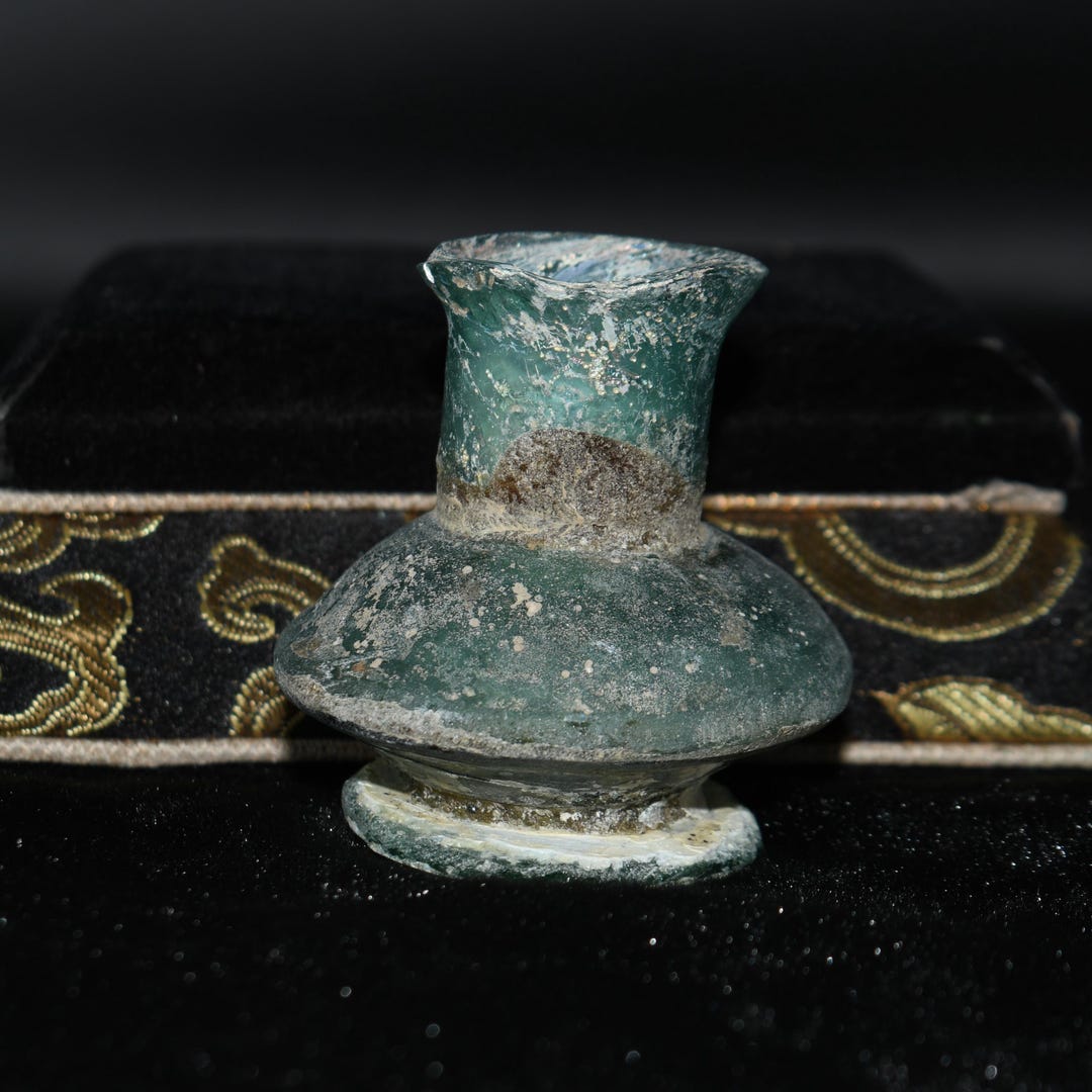 Ancient Roman Glass Bottle Lamp Container With Blue Iridescent Patina ...