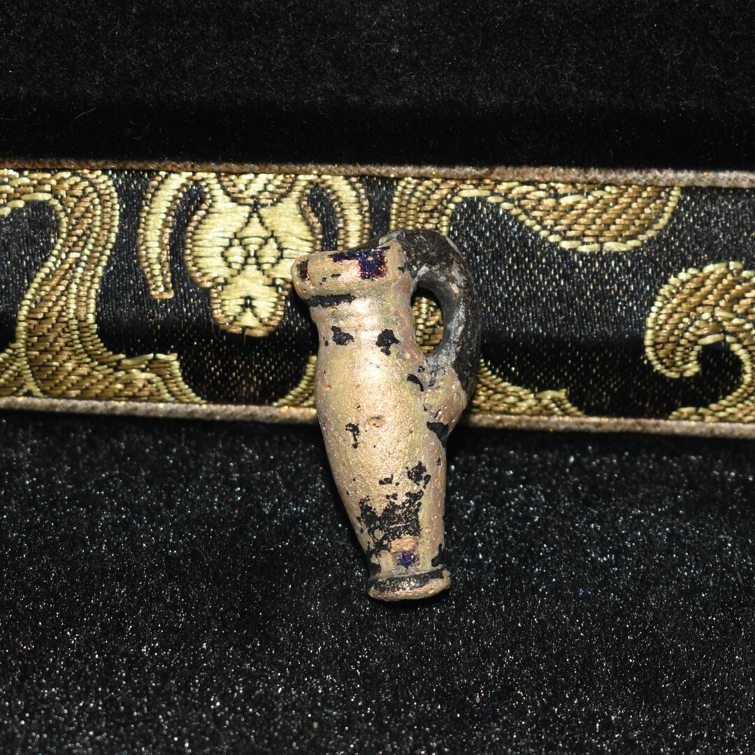 Rare Ancient Iridescent Roman Glass Amulet Container With Golden Patina ...