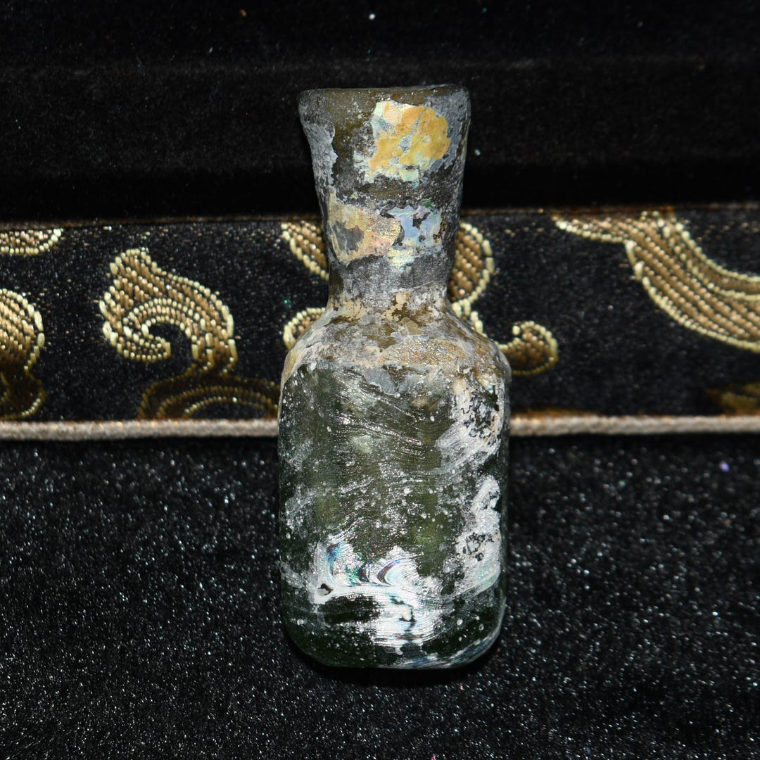 Ancient Roman Glass Bottle Container With Iridescent Patina - Etsy