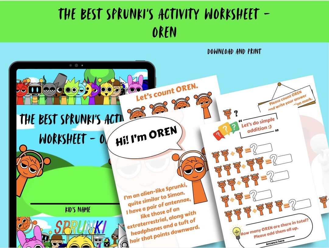 The Best Sprunki’s Activity Worksheet - OREN - Etsy