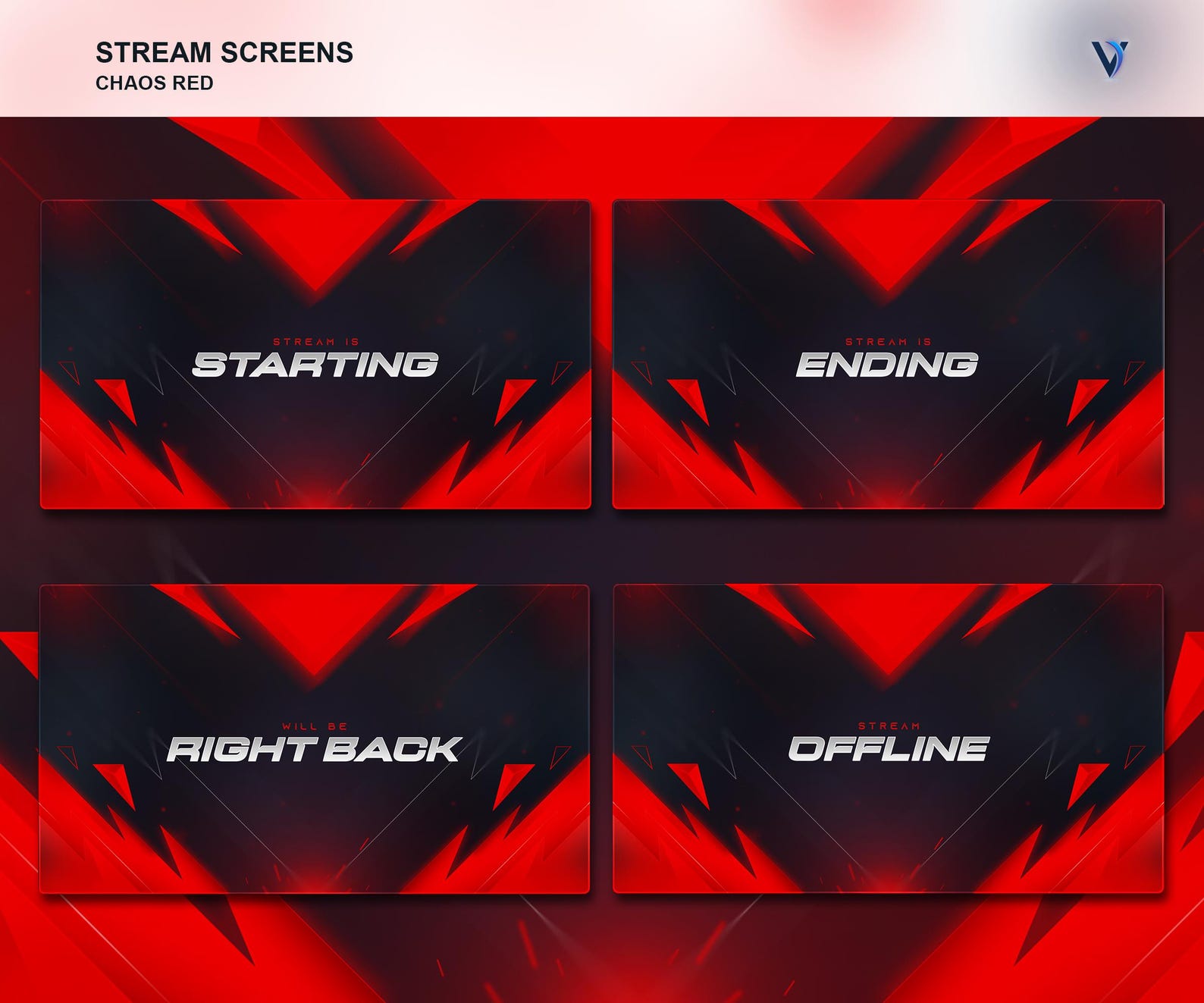 Chaos Red Animated Screens Pack for Twitch, Youtube, Kick | Red ...