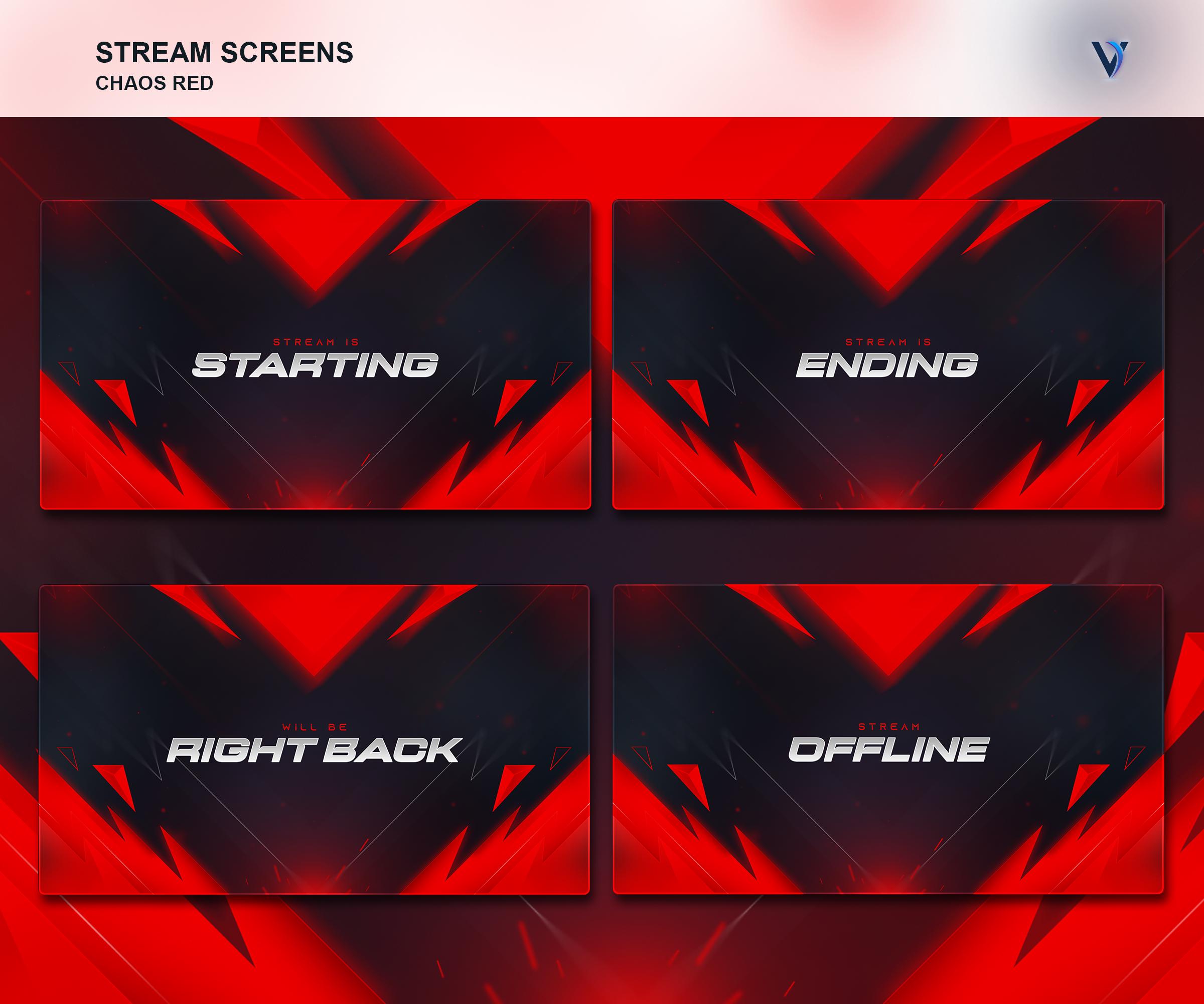 Chaos Red Animated Screens Pack for Twitch, Youtube, Kick | Red ...