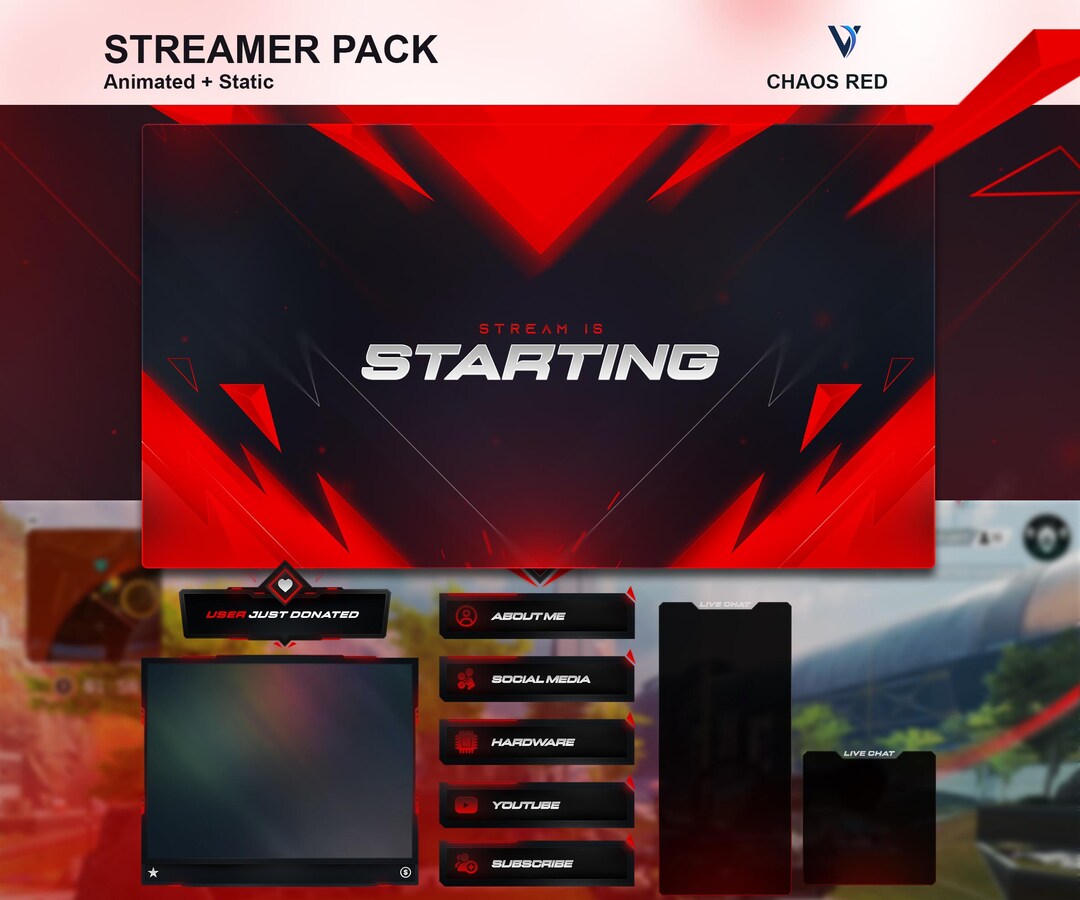 Chaos Red Animated Stream Overlay: Twitch, Youtube, Kick - Etsy