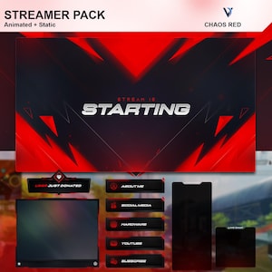 Chaos Red Complete Animated Stream Overlay Bundle for Twitch Kick ...
