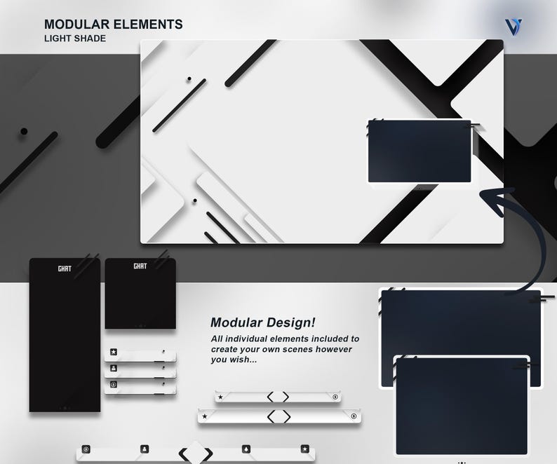 Animated Stream Overlay Pack: Minimalist Black & White Design (digital ...