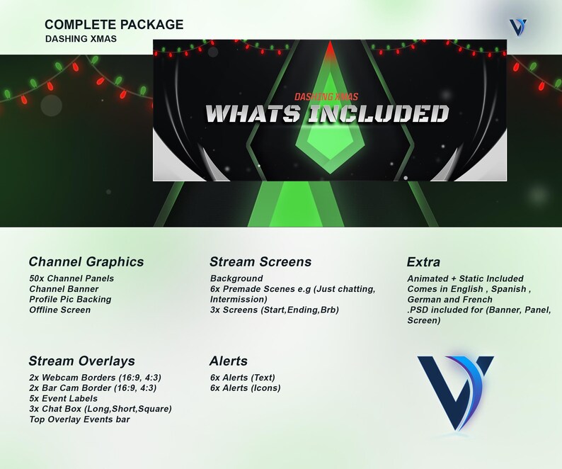 Dashing Xmas Animated Stream Package, Christmas Themed Twitch Overlay ...