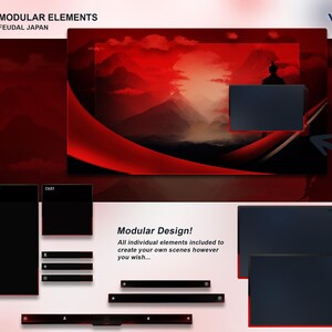 Feudal Japan Overlay Pack for Twitch | Modern Japanese Style Red Stream ...