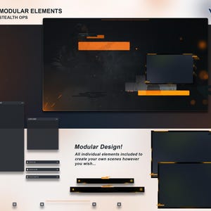 Stealth Ops Stream Pack Animated, Military Black Orange Themed Twitch ...