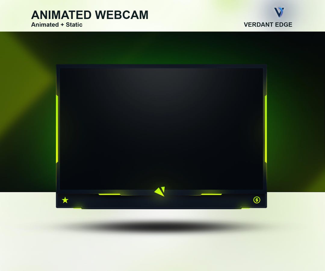 Verdant Edge Animated Webcam Overlay | Neon Green Facecam Overlay | Twitch, Kick Youtube - Etsy
